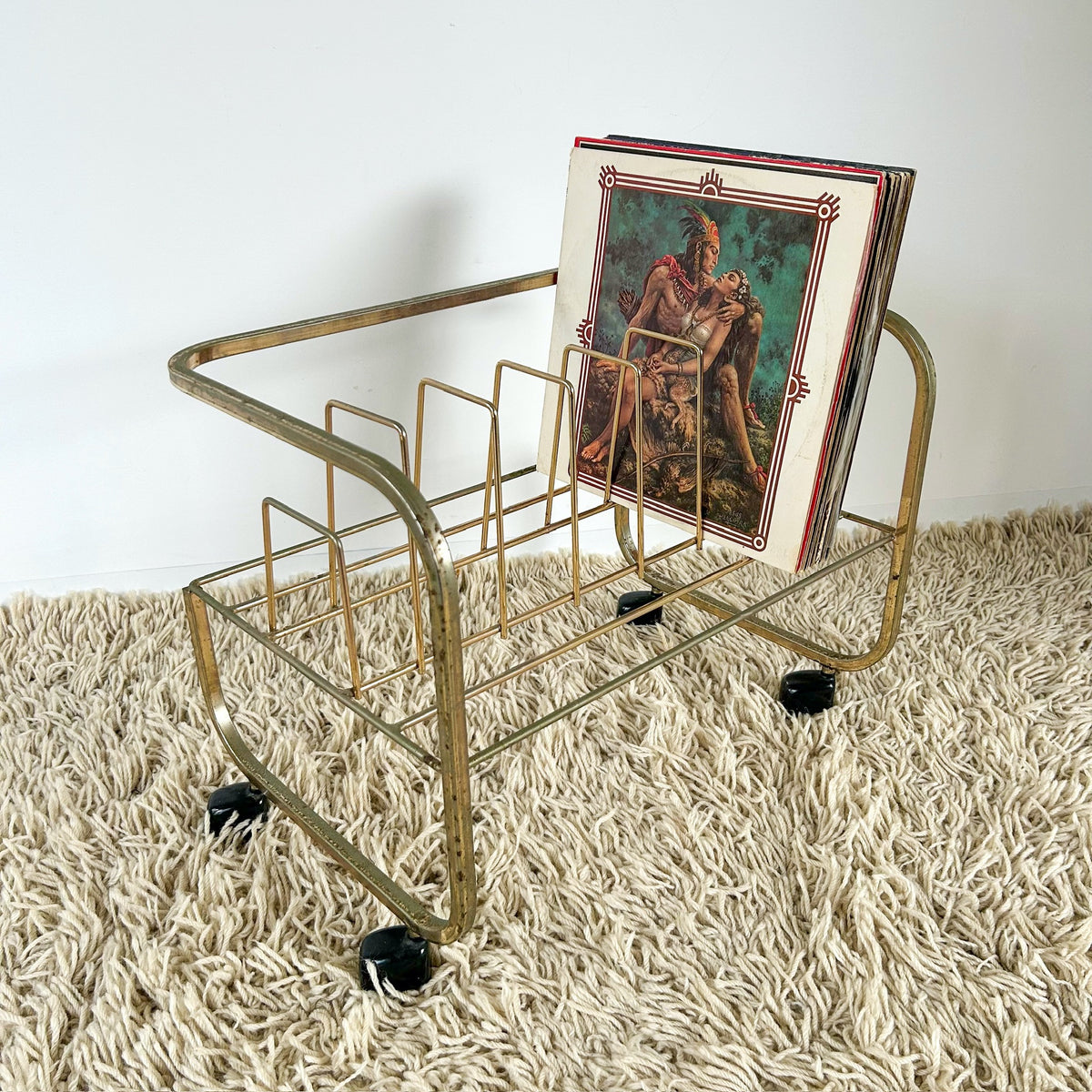 BRASS VINYL RECORD RACK