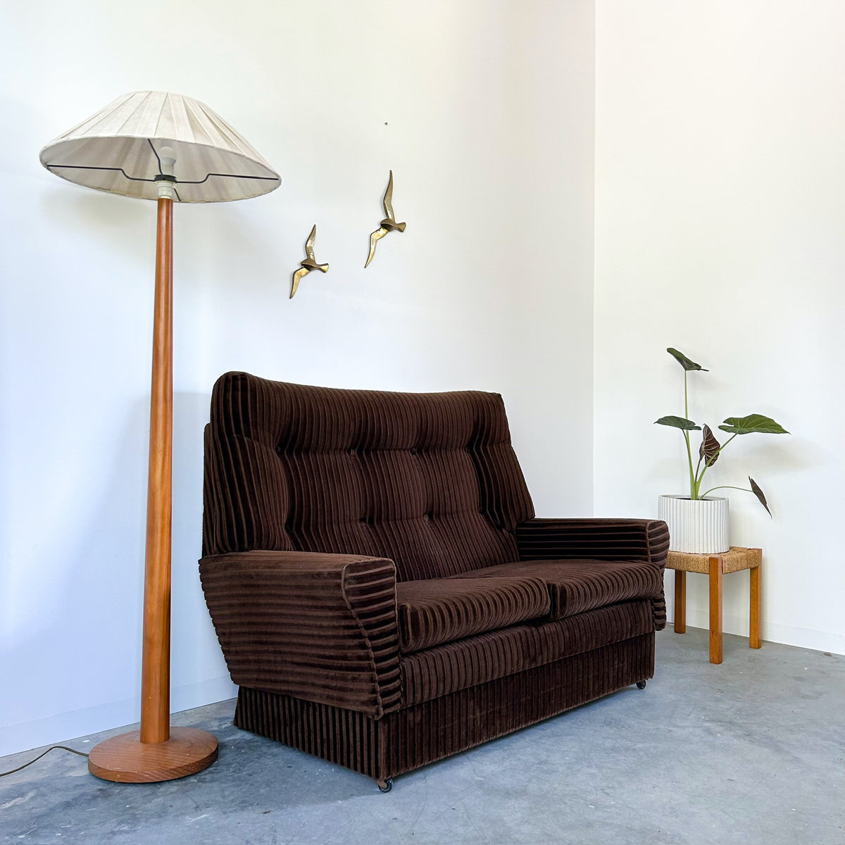 BROWN CORDUROY SOFA