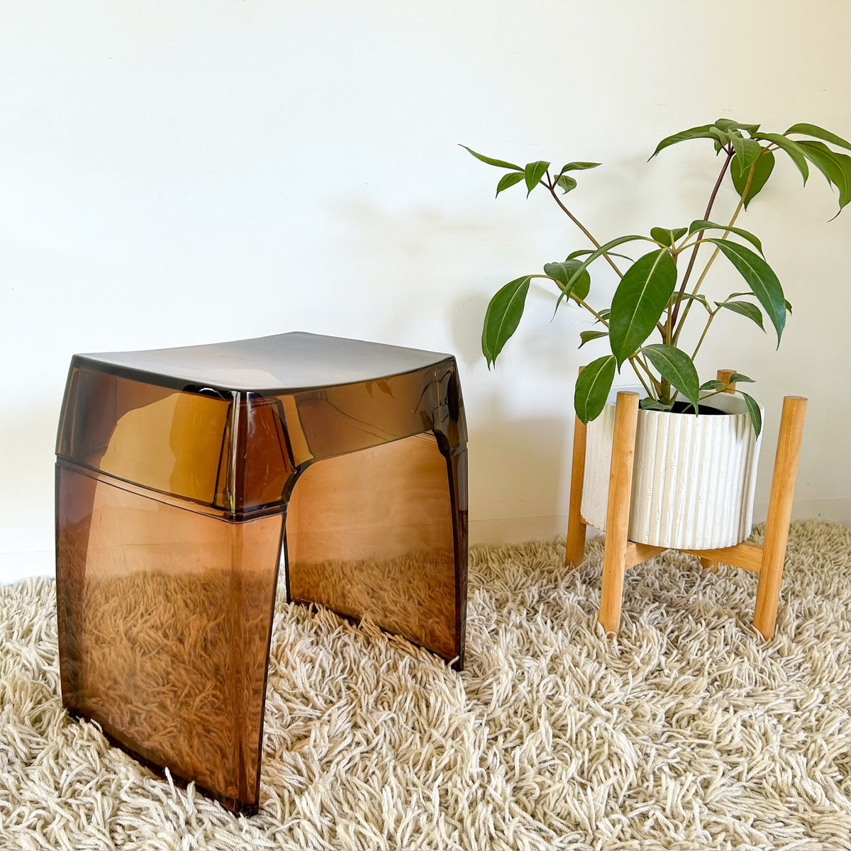 1970s BROWN ACRYLIC STOOL