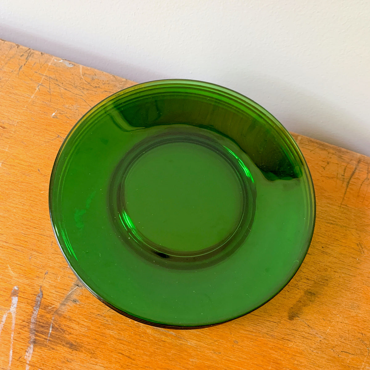 GREEN GLASS SIDE PLATES