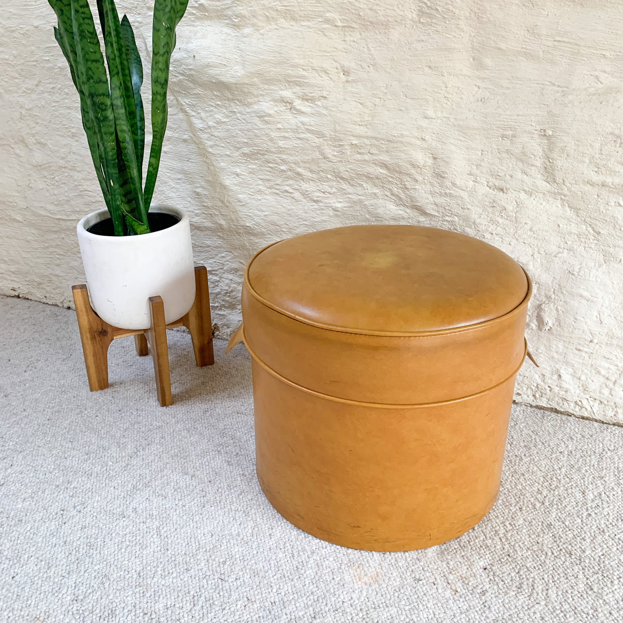 MUSTARD VINYL FOOTSTOOL