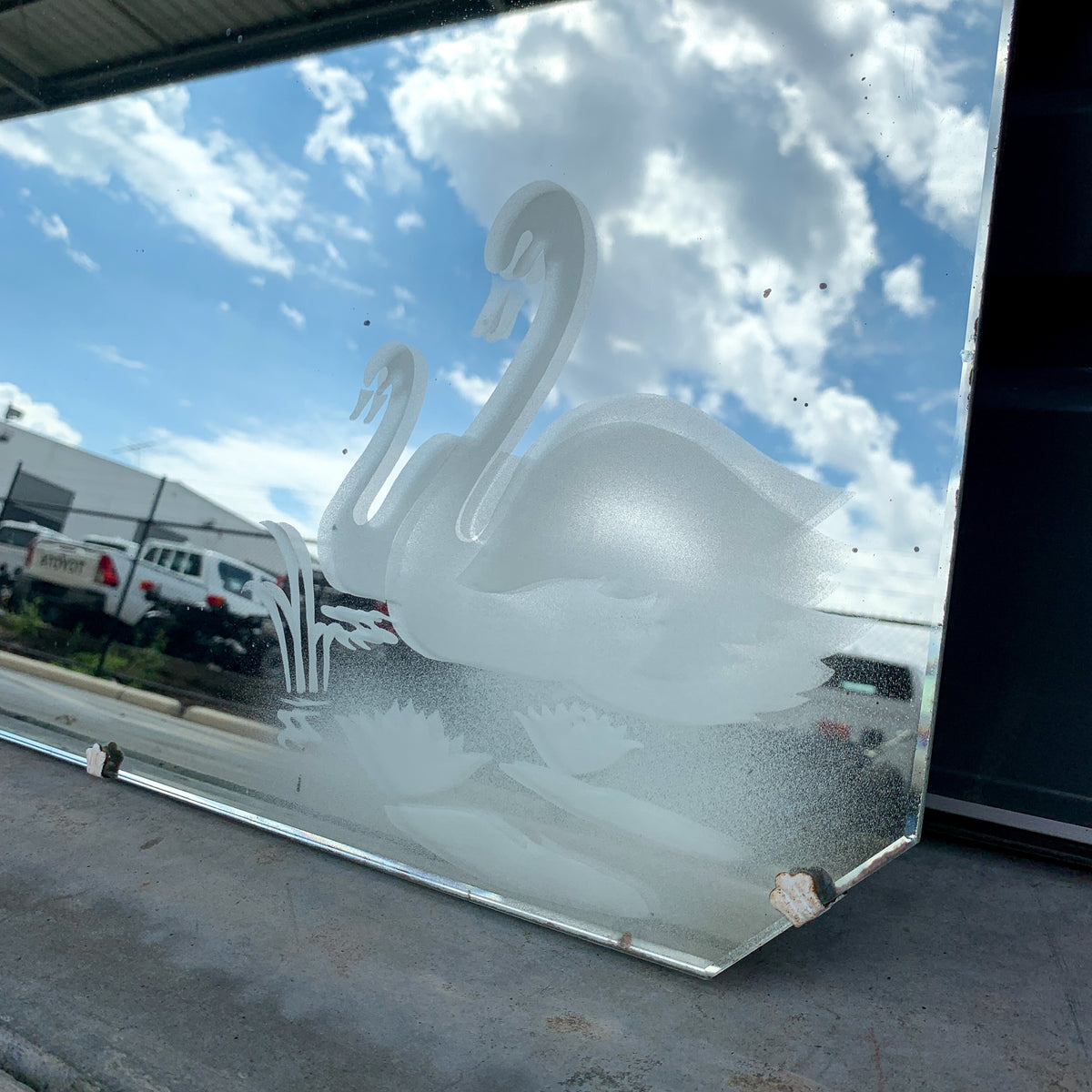 BEVELLED EDGE SWAN MIRROR