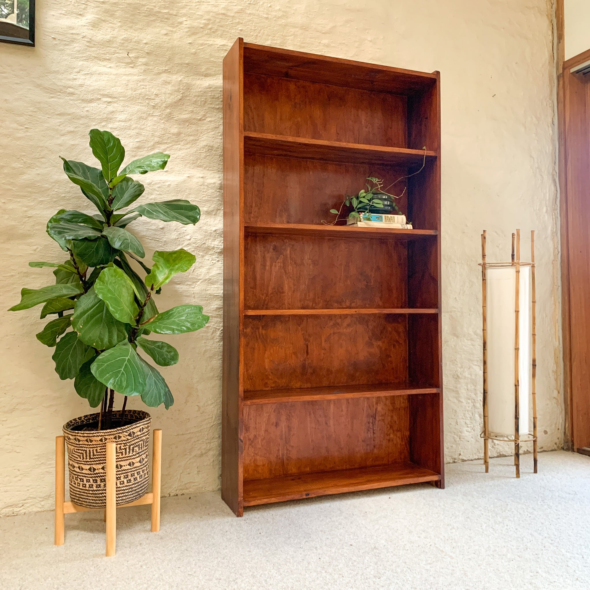 TALL WOODEN BOOKCASE