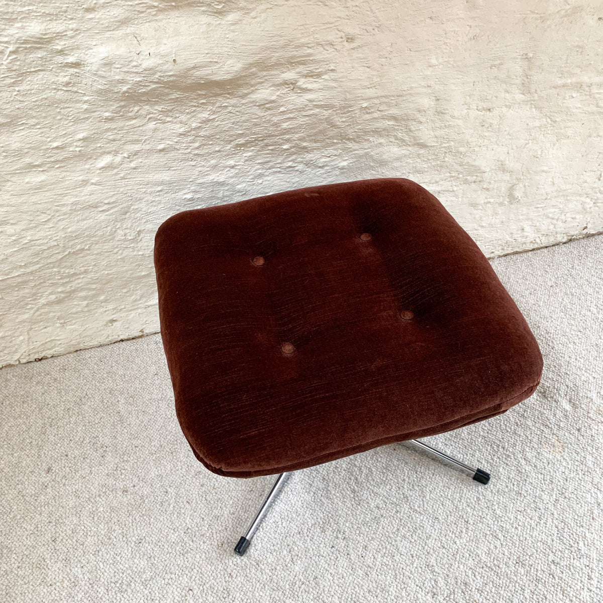 BROWN VELVET FOOTSTOOL