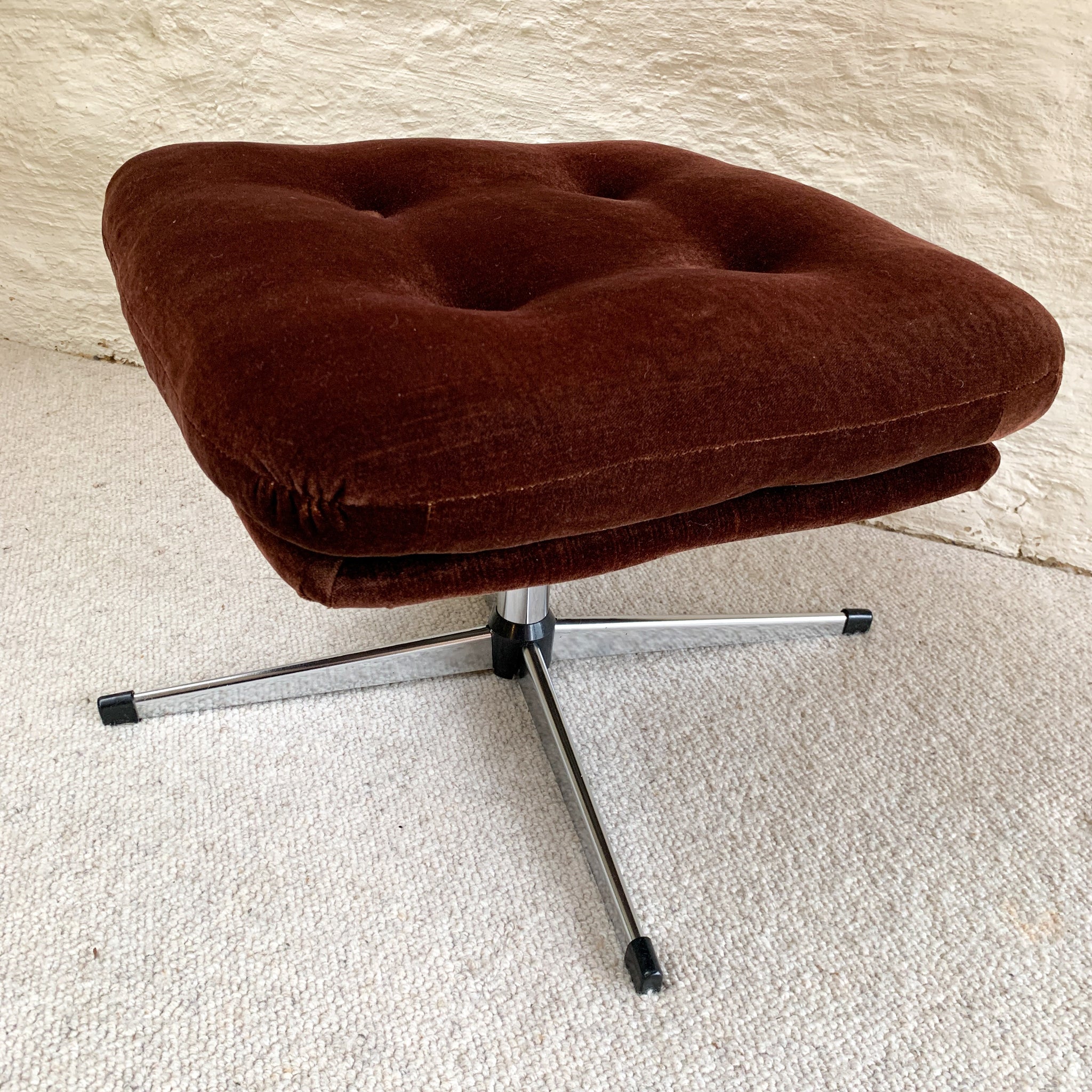 BROWN VELVET FOOTSTOOL