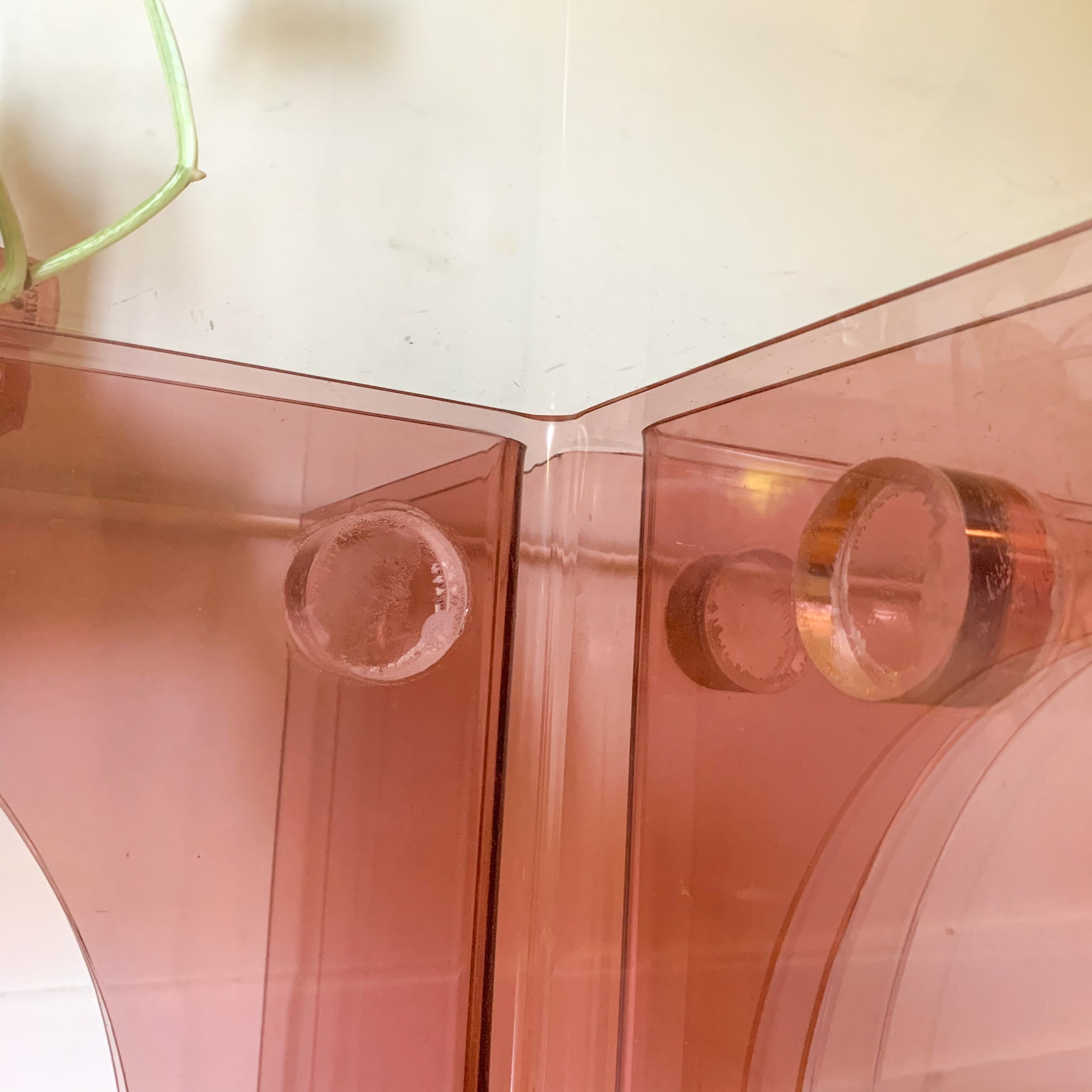 BLUSH PINK PERSPEX COFFEE TABLE