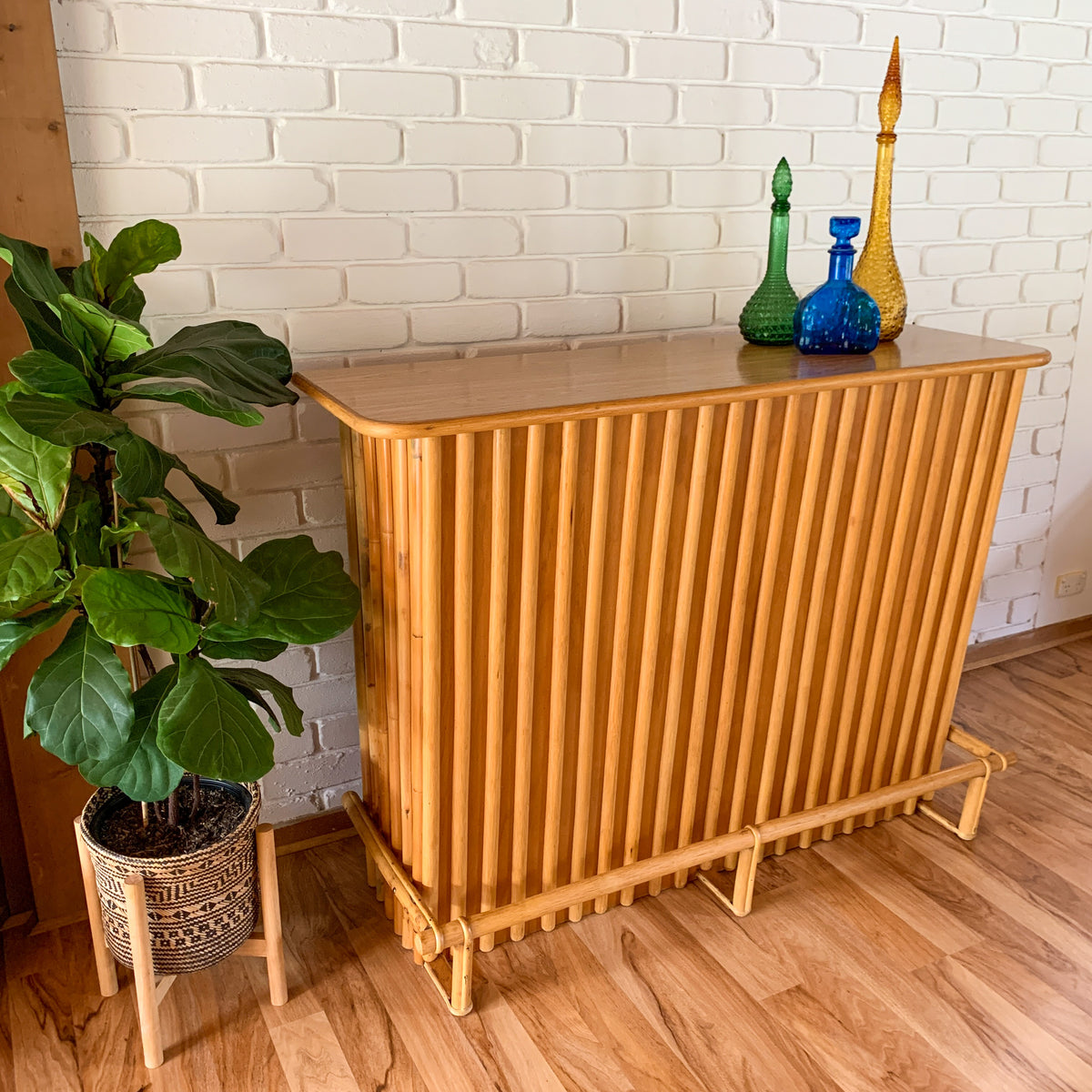 MID CENTURY CANE BAR