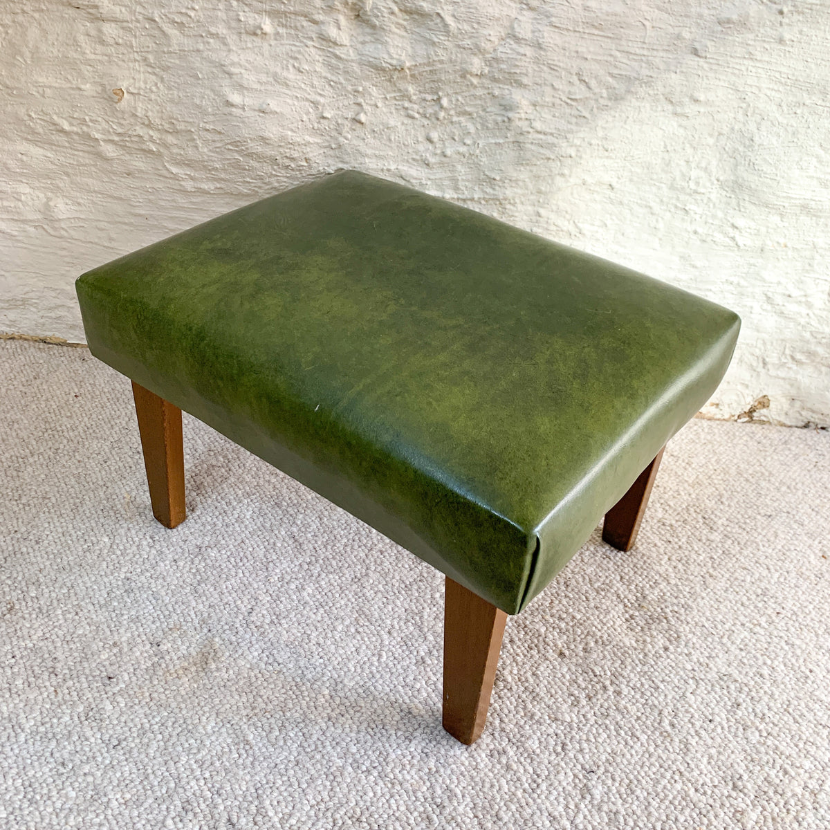 GREEN VINYL FOOTSTOOL