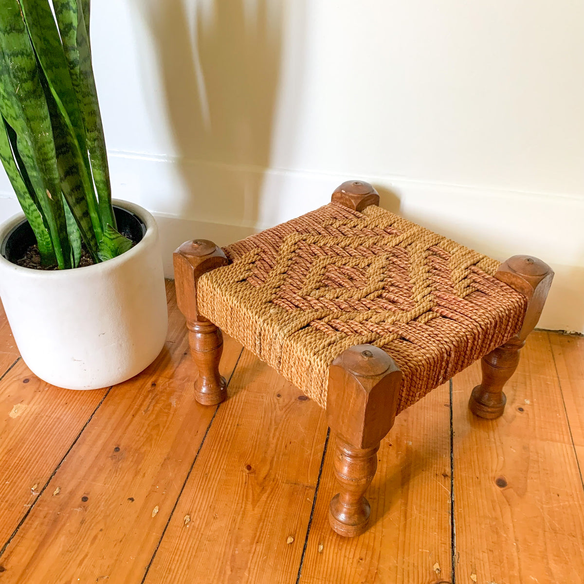 WOVEN TIMBER STOOL