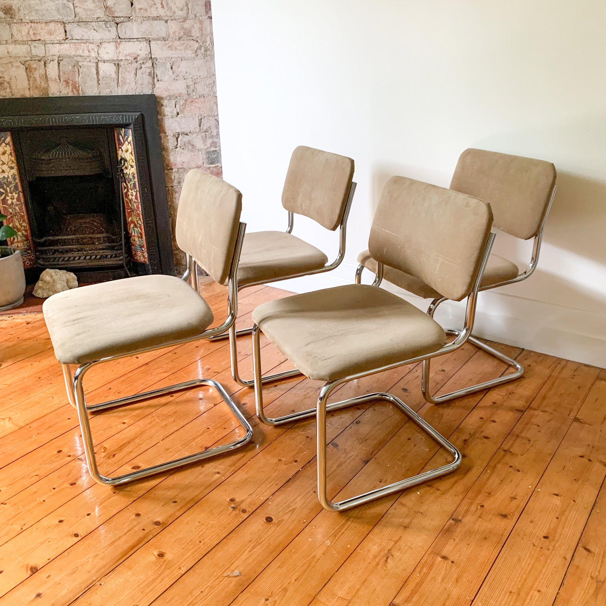VELVET CANTILEVER CHAIRS #1