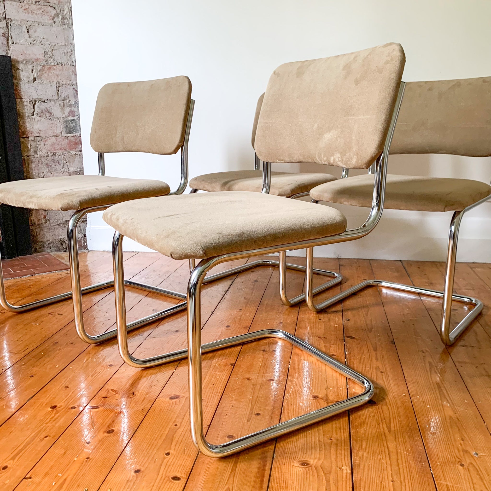 VELVET CANTILEVER CHAIRS
