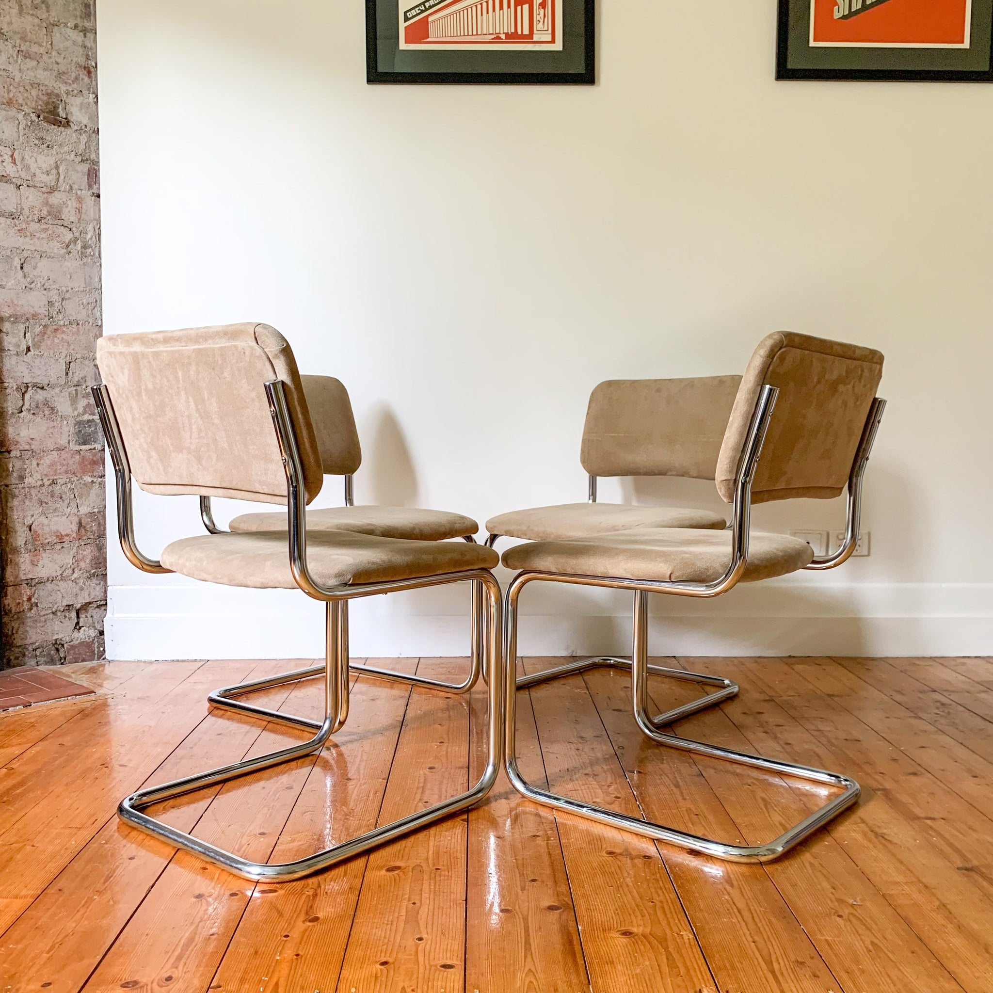 VELVET CANTILEVER CHAIRS #1