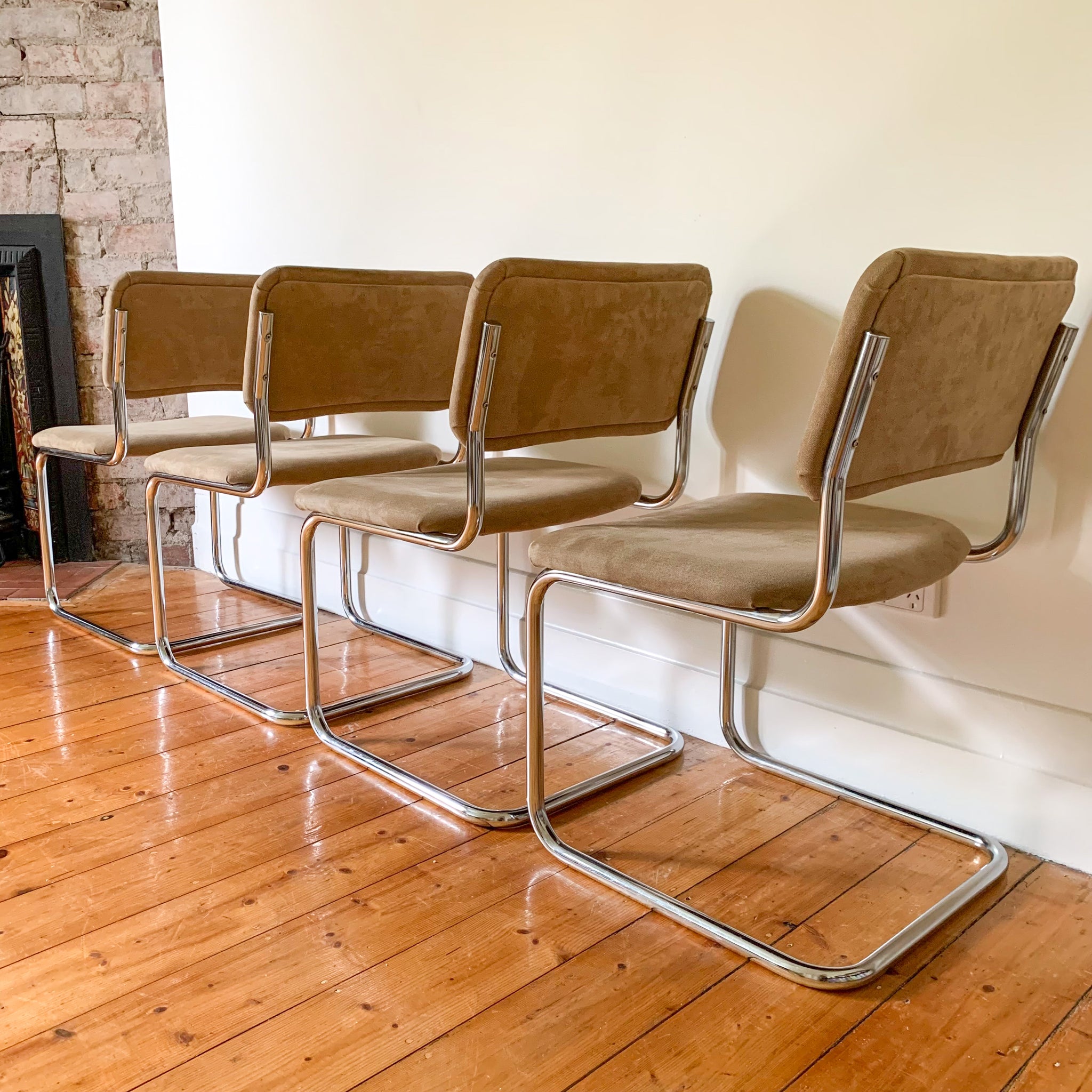 VELVET CANTILEVER CHAIRS