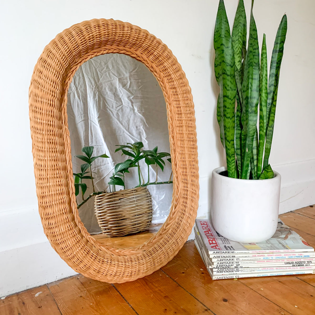 WICKER WALL MIRROR